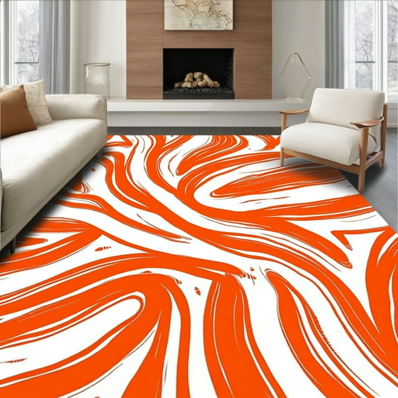 Flatwoven High Traffic Area Rug, Modern Artistic Brushstroke with ...