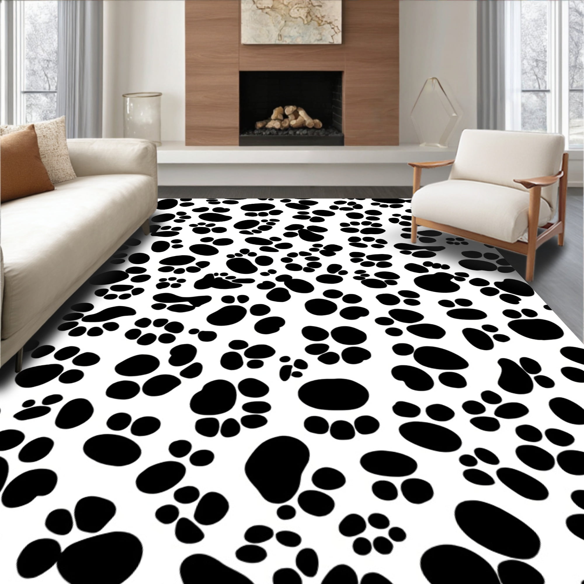 Flatwoven High Traffic Area Rug, Modern Boho Cowhide, Non Slip, Stain ...