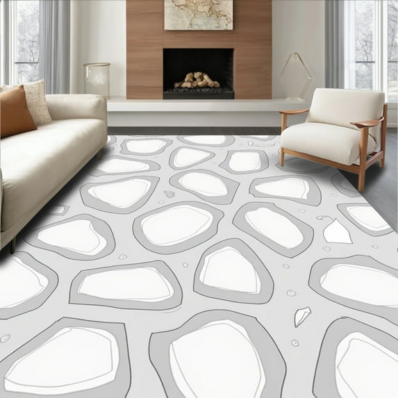 Flatwoven High Traffic Area Rug, Modern Boho Faux Animal Skin Grey, Non ...