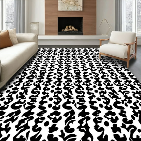 ODIKA 8'x10' Machine Washable Non-Slip Area Rug, Modern Cow Print ...