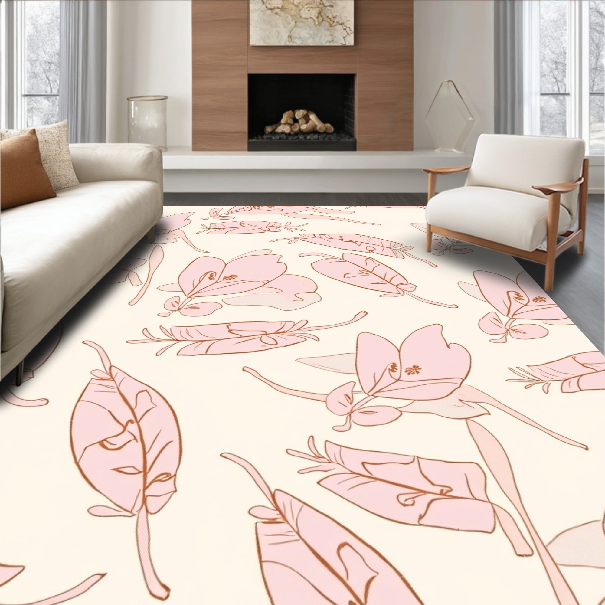 Flatwoven High Traffic Area Rug, Modern Floral Geometry with ...