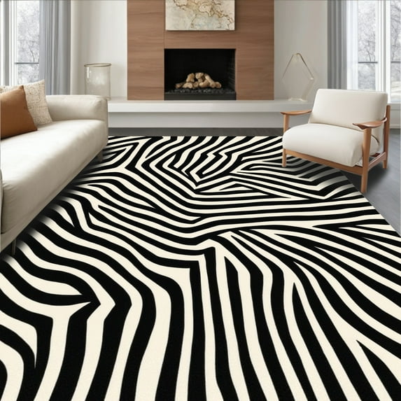 Flatwoven High Traffic Area Rug, Modern Graphic Striation Featuring ...
