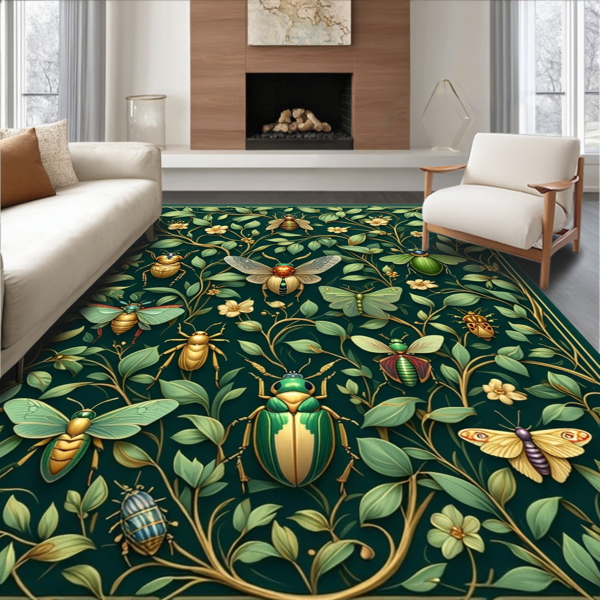 Flatwoven High Traffic Area Rug, Modern Insect Mosaic Featuring ...