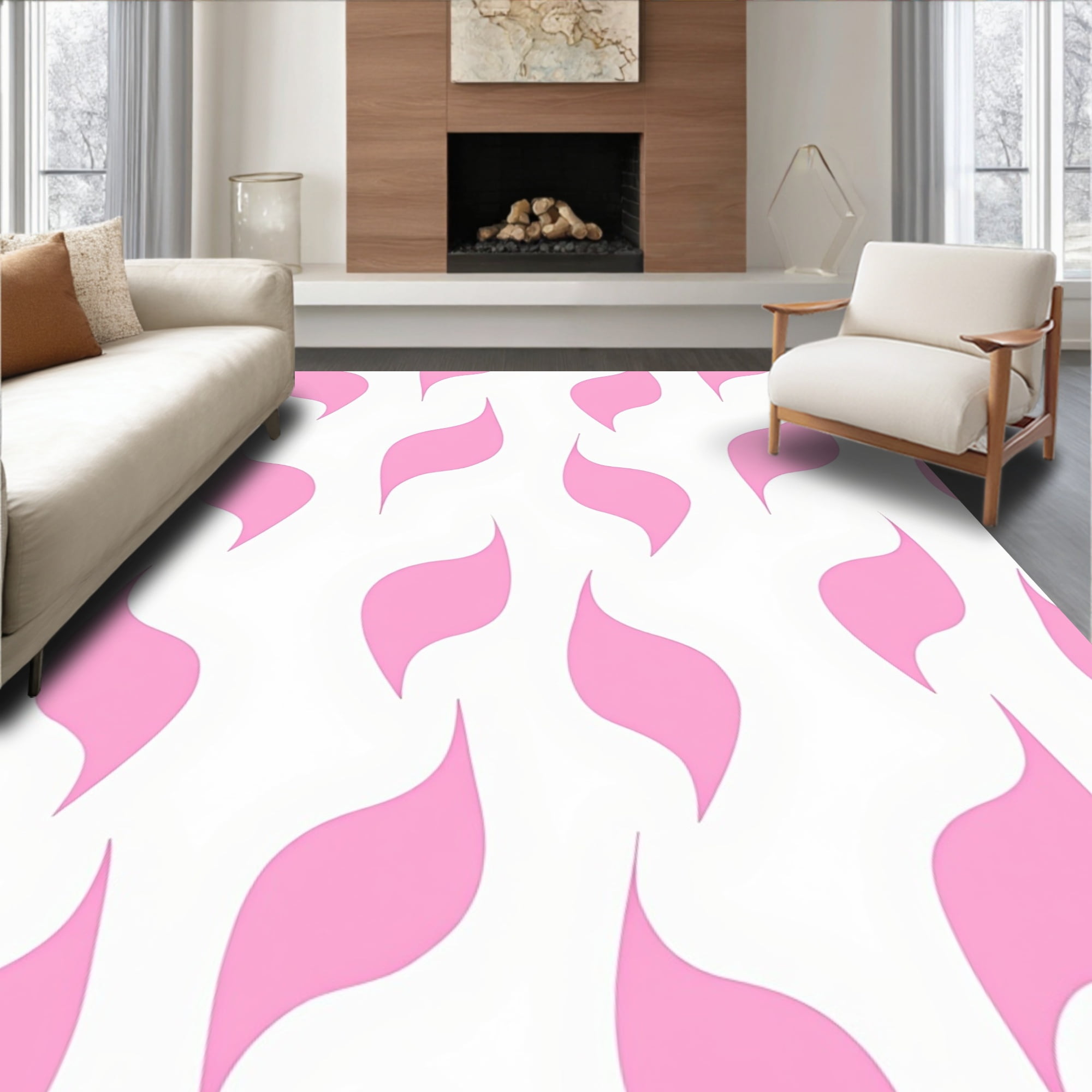 Flatwoven High Traffic Area Rug, Modern Interlocking Wave Motif Area ...