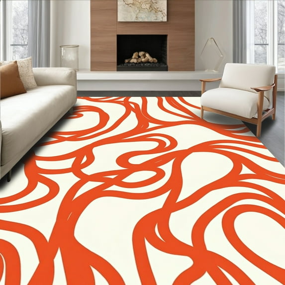 Flatwoven High Traffic Area Rug, Modern Interlocking Waves Abstract ...