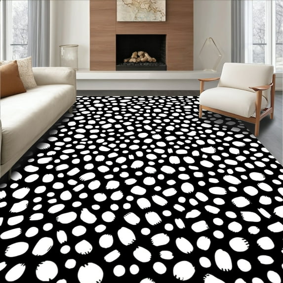 Flatwoven High Traffic Area Rug, Modern Minimalist Dalmatian Inspired ...