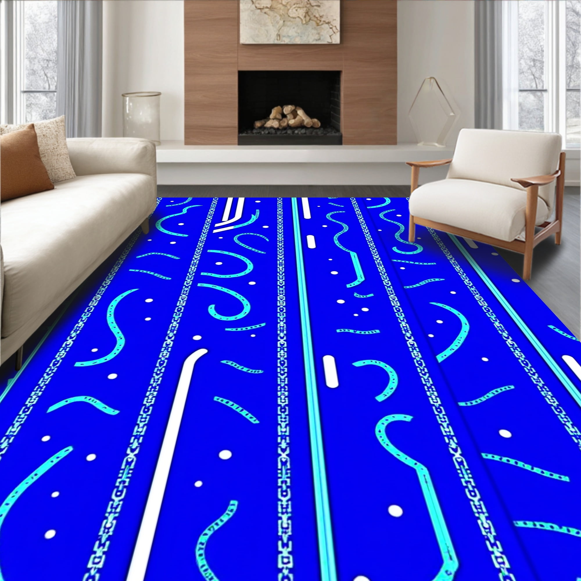 Flatwoven High Traffic Area Rug, Modern Minimalist Snake with Repeated ...