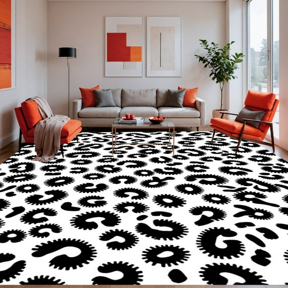 Flatwoven High Traffic Area Rug, Modern Mottled Artistic Spot Design ...