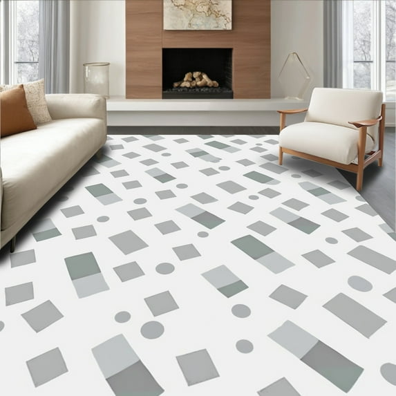 Flatwoven High Traffic Area Rug, Modern Spotted Featuring Layered Grey ...