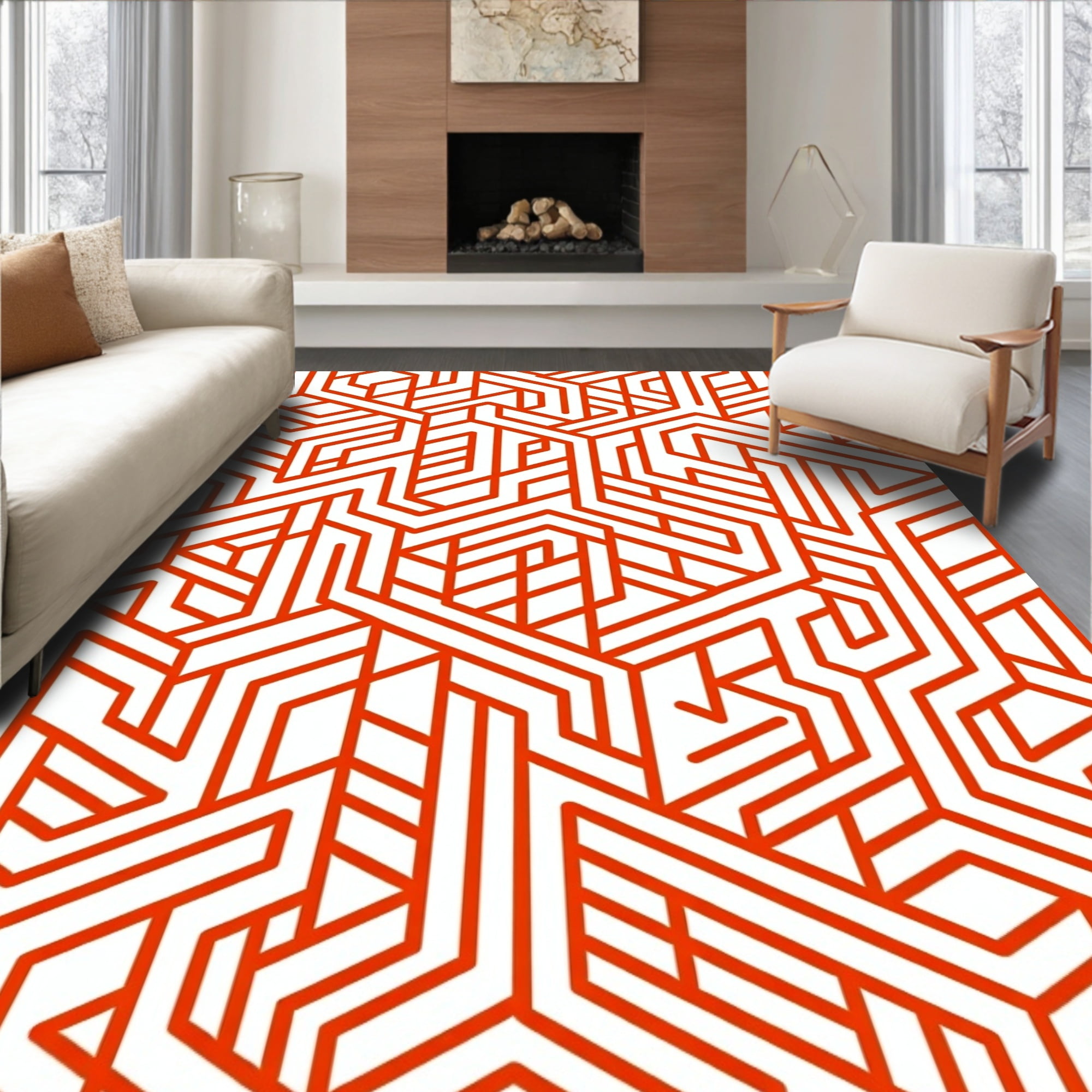 Flatwoven High Traffic Area Rug, Modern Tessellation Honeycomb Machine ...