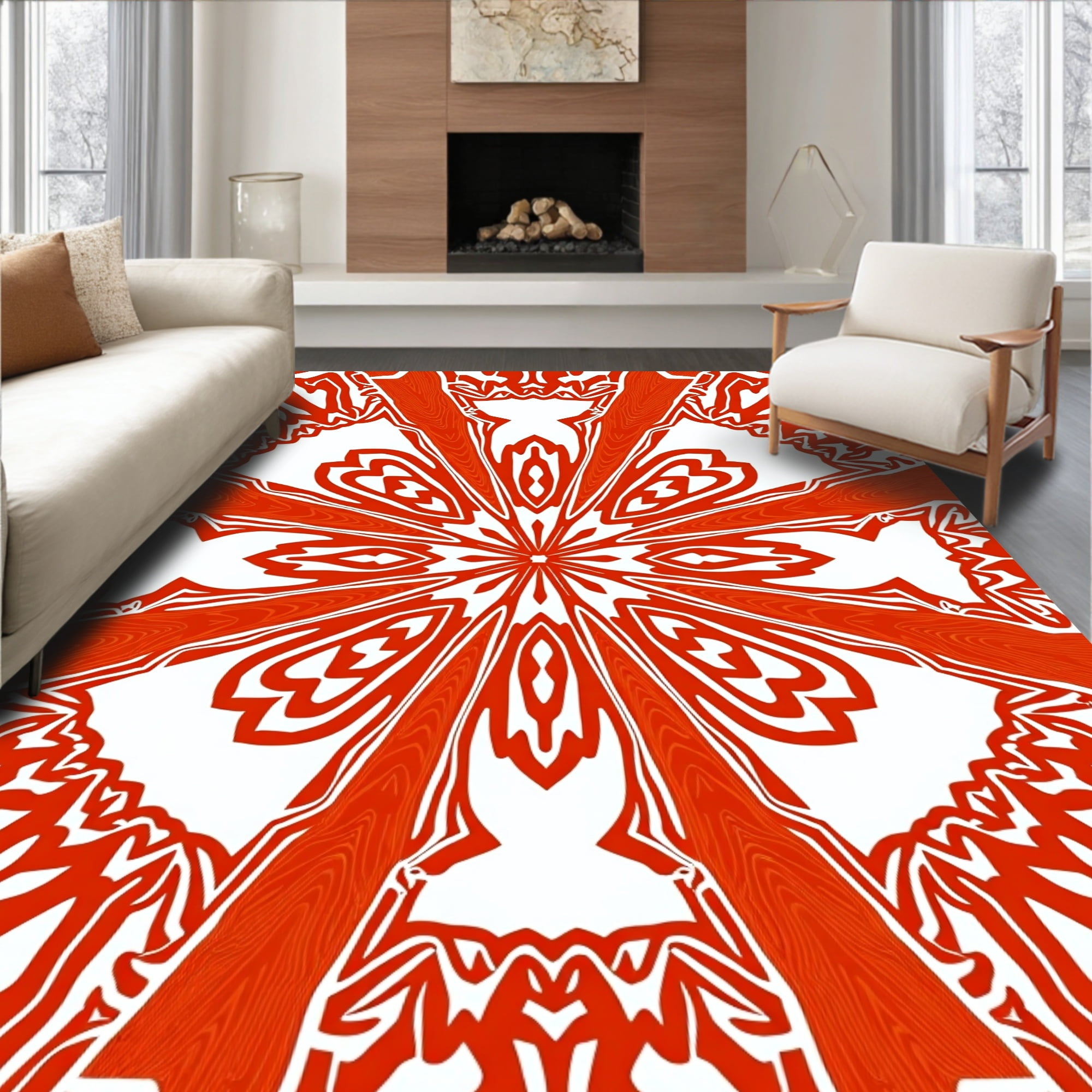 Flatwoven High Traffic Area Rug, Modern Tribal Sunburst Radial, Non ...