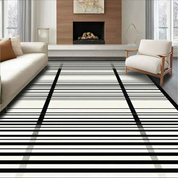 Flatwoven High Traffic Area Rug, Modern Two Tone Area Bold Stripe, Non ...
