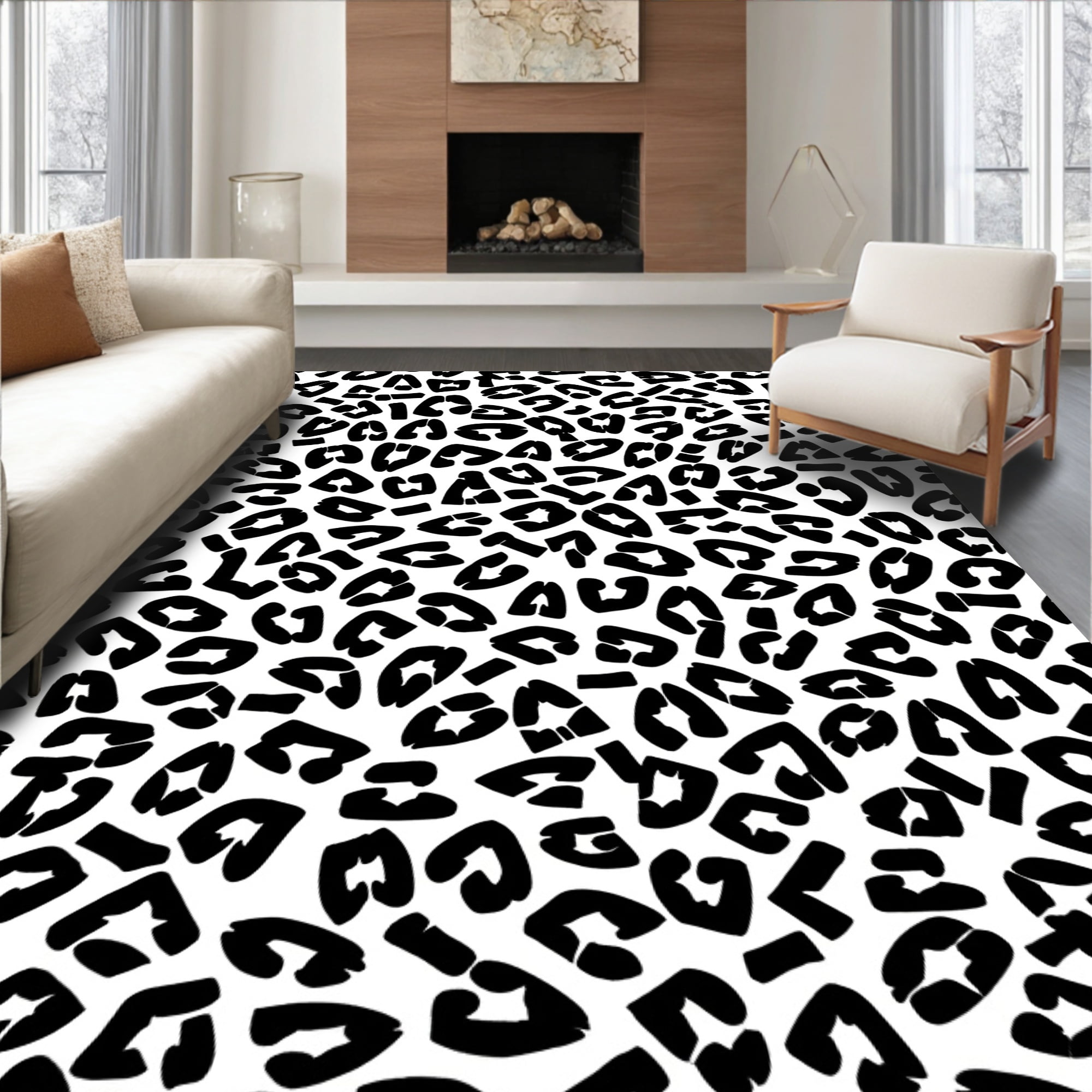 ODIKA 4'x6' Machine Washable Non-Slip Area Rug, Modernized Spotted ...