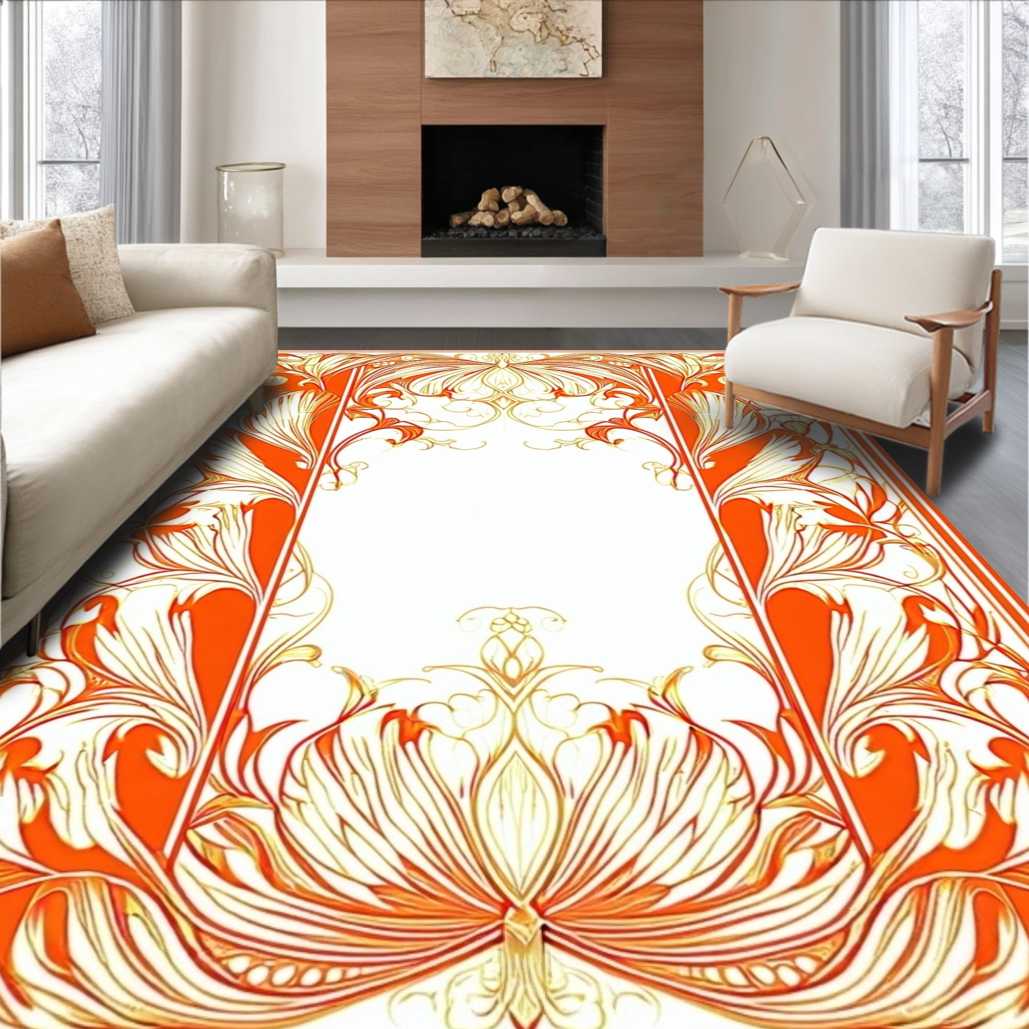 ODIKA 6'x9' Machine Washable Non-Slip Area Rug, Monarch Wings Art ...