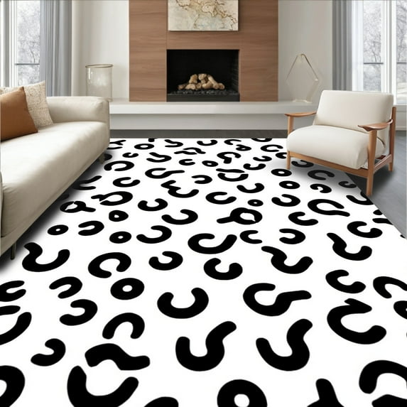 Flatwoven High Traffic Area Rug, Monochrome Abstract Animal Inspired ...
