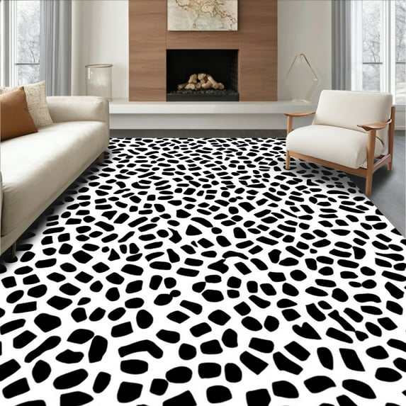 Flatwoven High Traffic Area Rug, Monochrome Interlocking Spotted With ...