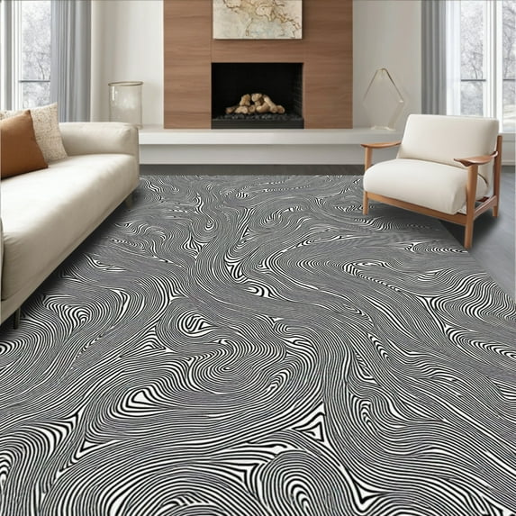 Flatwoven High Traffic Area Rug, Monochrome Snake Scale Patterned Area ...