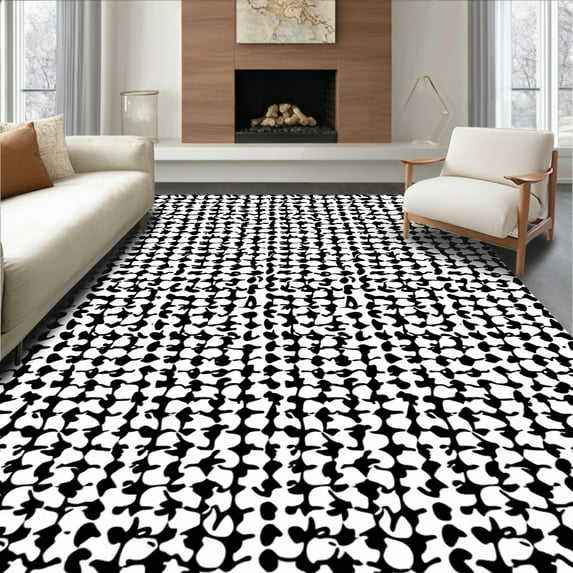 Flatwoven High Traffic Area Rug, Moody Cow Print Area Design, Non Slip ...