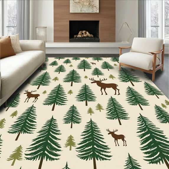 Flatwoven High Traffic Area Rug, Mountain Retreat Showcasing Moose and ...
