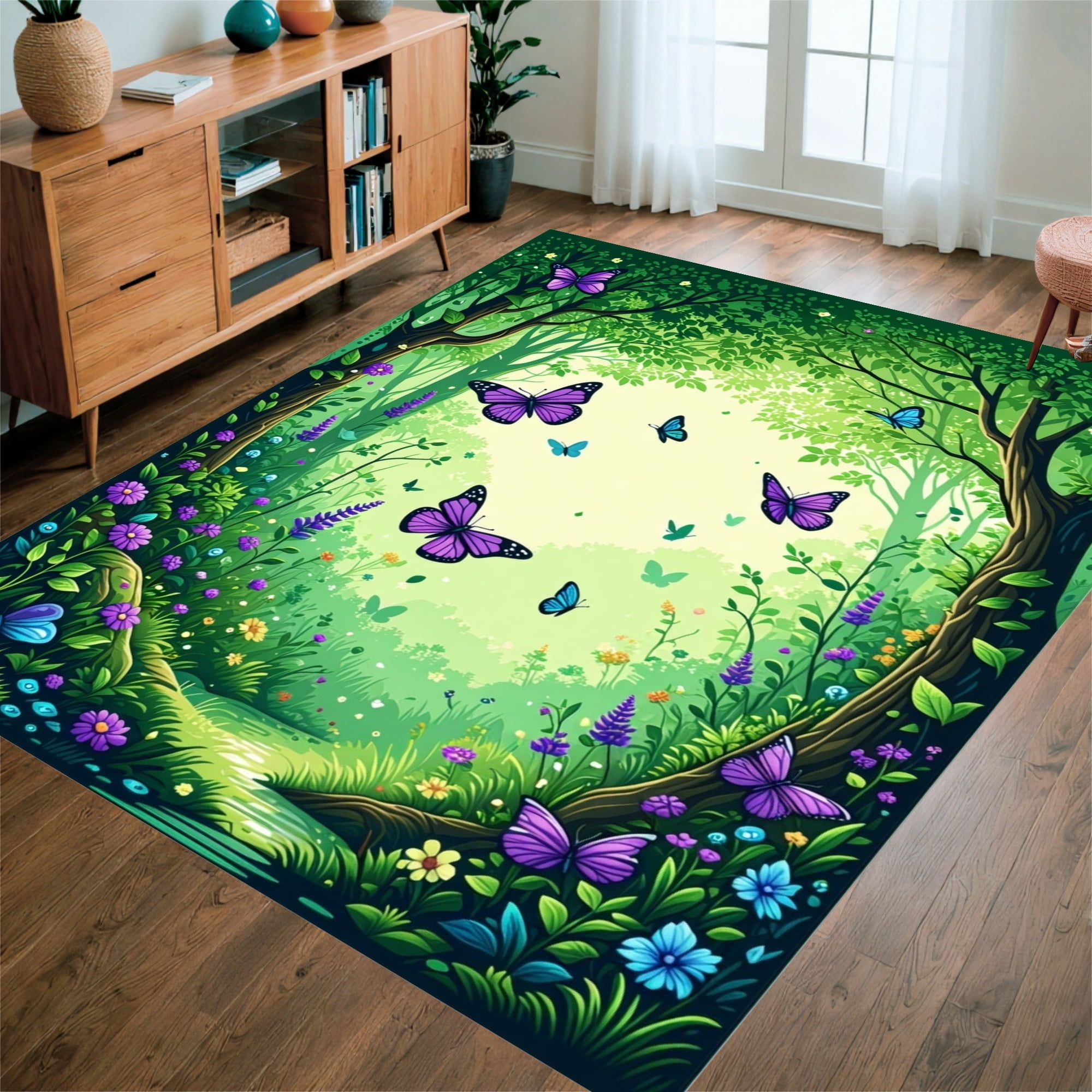 Flatwoven High Traffic Area Rug, Mystic Insect Dance Contemporary ...