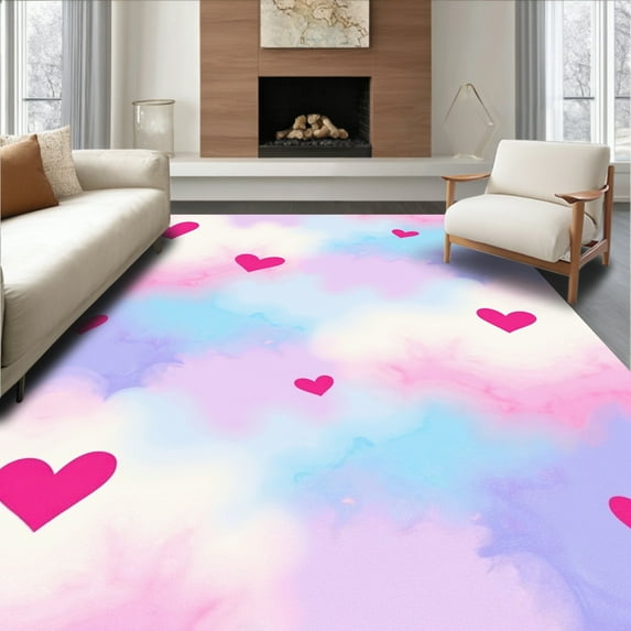 Flatwoven High Traffic Area Rug, Mystical Cloudlike Pastel Gradient ...