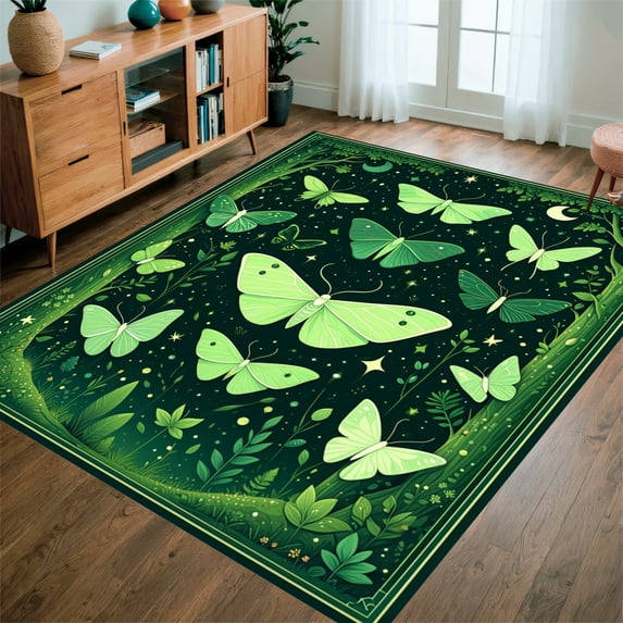 Flatwoven High Traffic Area Rug, Mystical Luna Night Flyers Insect ...