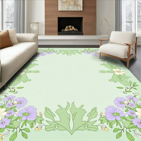 Flatwoven High Traffic Area Rug, Mystical Meadow Tapestry With Ethereal ...