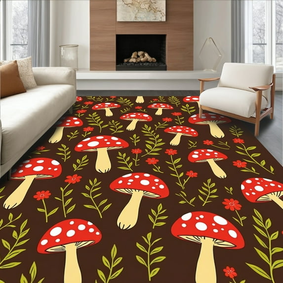 Flatwoven High Traffic Area Rug, Mystical Toadstool Cottage Fantasy ...