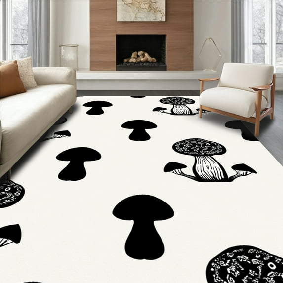 Flatwoven High Traffic Area Rug, Mystical Toadstool Decorative Home Mat ...