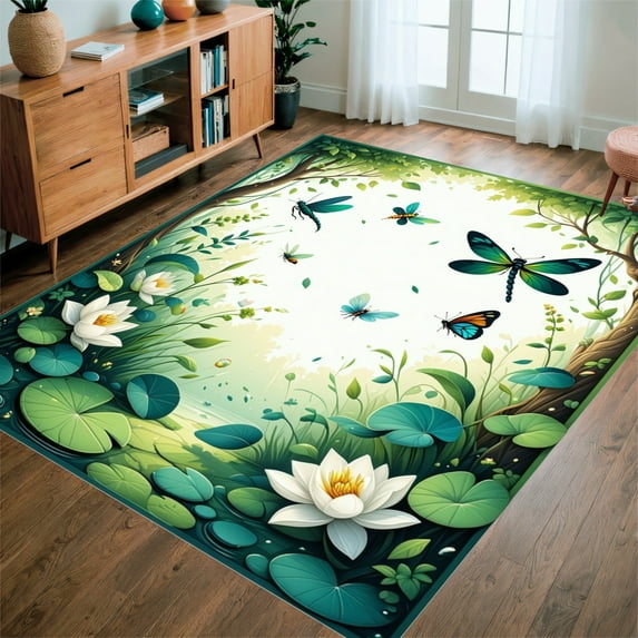 Flatwoven High Traffic Area Rug, Natural Habitat Insect and Foliage ...