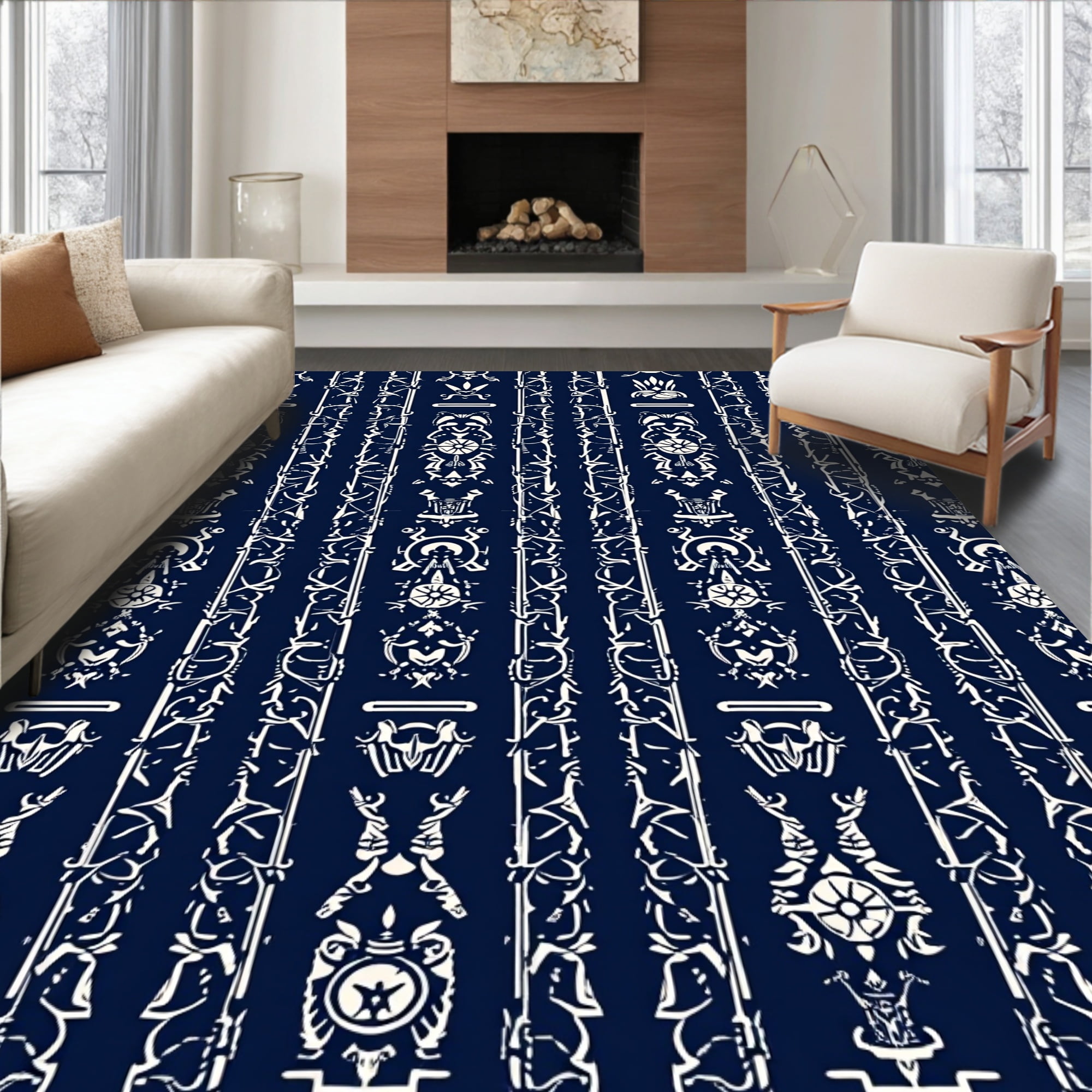Flatwoven High Traffic Area Rug, Nautical Voyage Compass Anchor ...