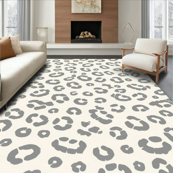 Flatwoven High Traffic Area Rug, Neutral Toned Interlocking Leopard ...