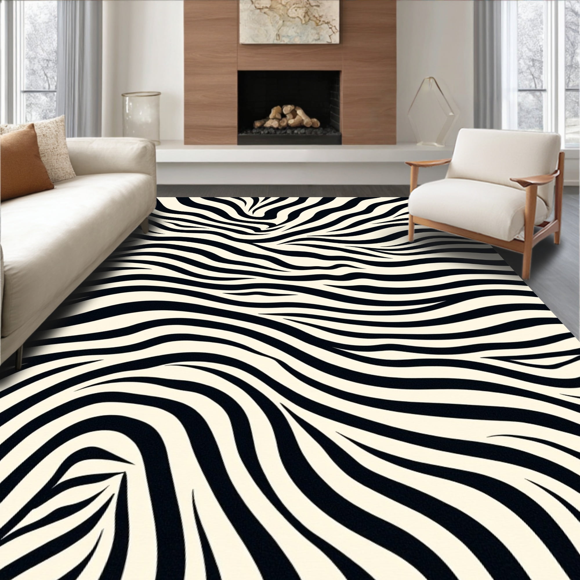 Flatwoven High Traffic Area Rug, Noble Stripes Signature Black & White ...