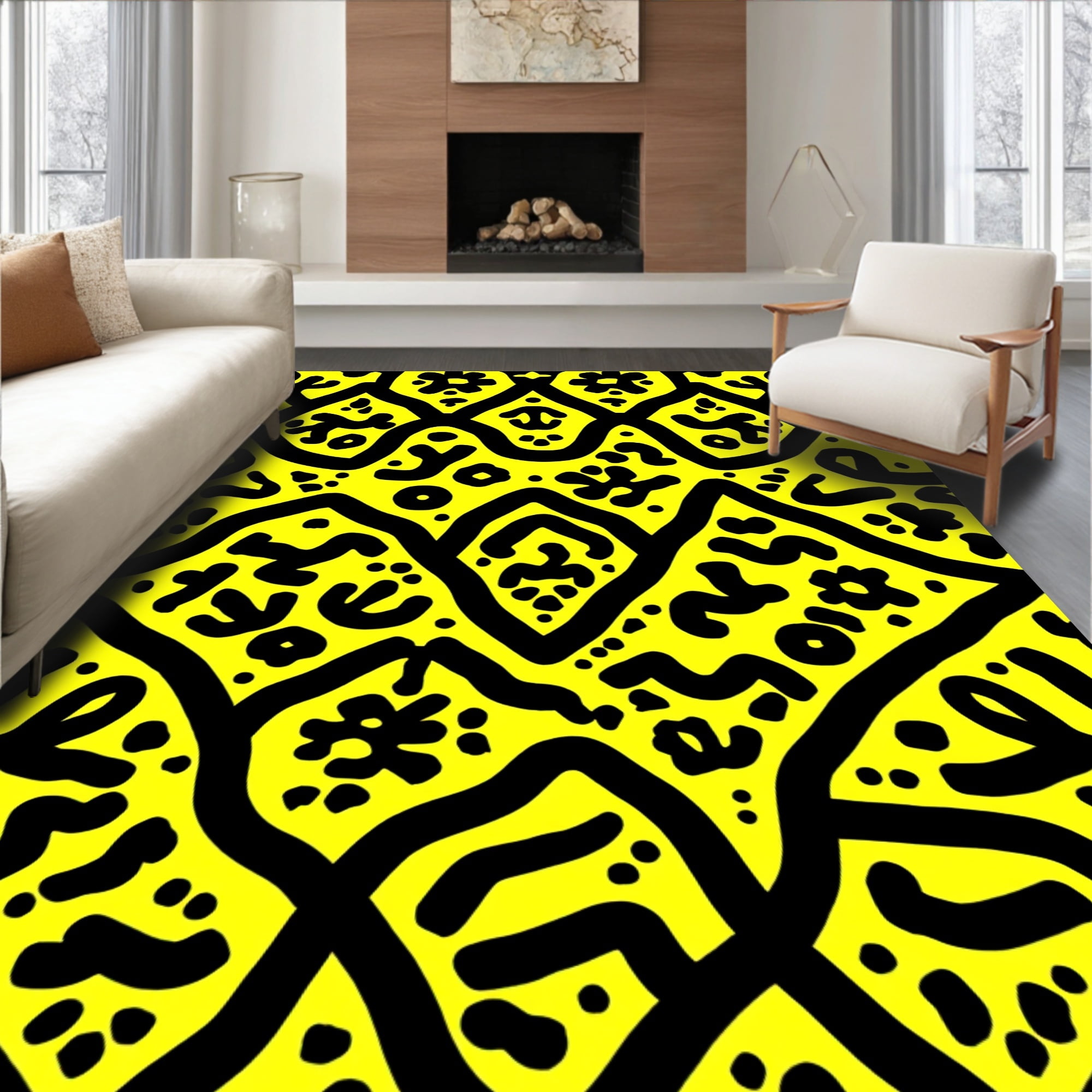 Flatwoven High Traffic Area Rug, Nocturnal Prowl Modern Spotted ...