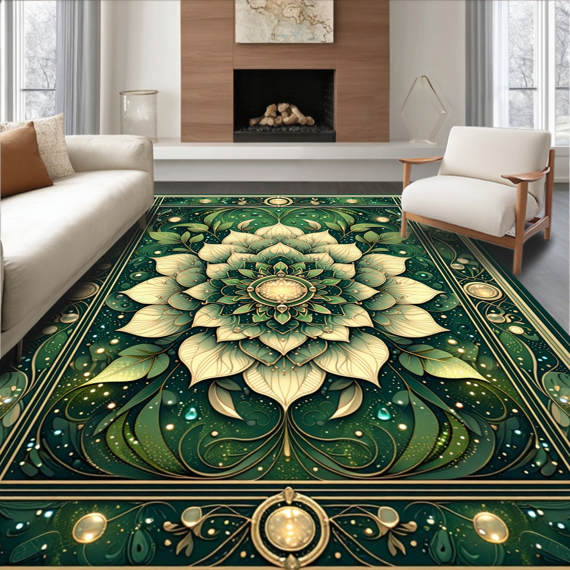 ODIKA 6'x9' Machine Washable Non-Slip Area Rug, Opulent Mosaic with ...