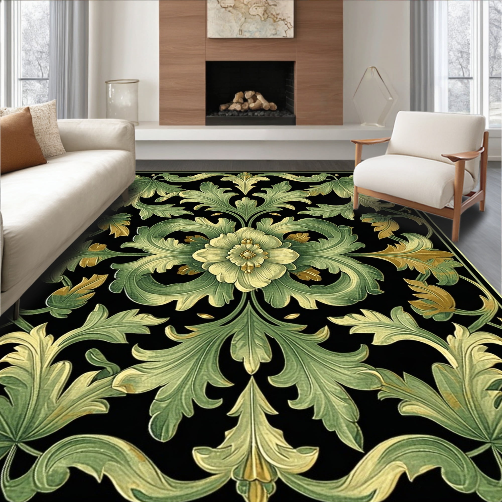 ODIKA 6'x9' Machine Washable Non-Slip Area Rug, Ornate Baroque Florid ...