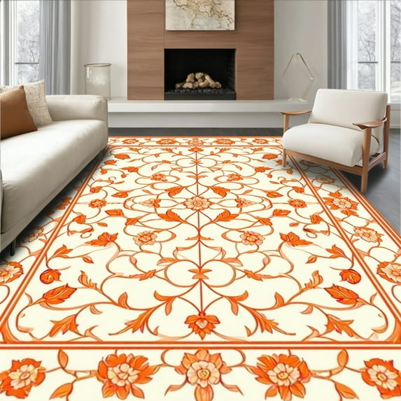 Flatwoven High Traffic Area Rug, Ornate Garden Trellis with Intertwined ...