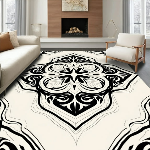 Flatwoven High Traffic Area Rug, Ornate Medallion Timeless Geometric ...