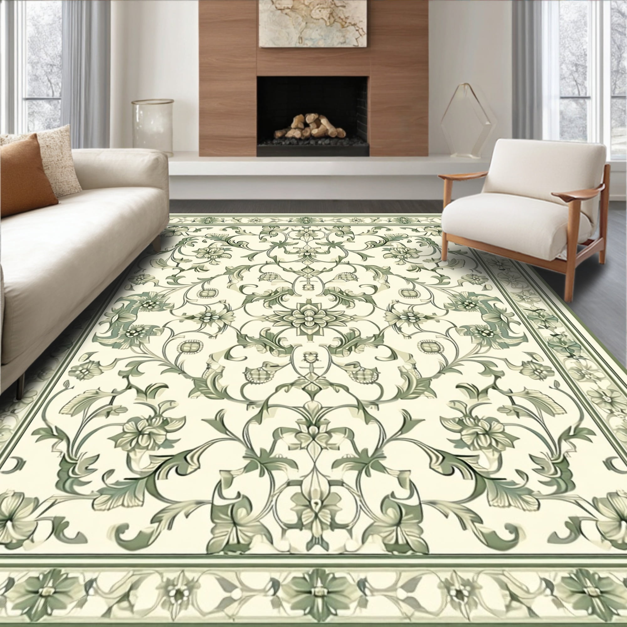Flatwoven High Traffic Area Rug, Ornate Scrollwork Classic Accent ...