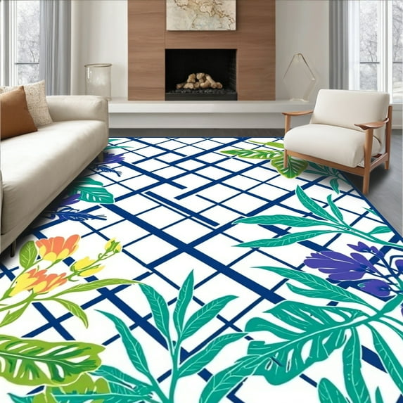 Flatwoven High Traffic Area Rug, Paradise Garden Trellis, Non Slip ...