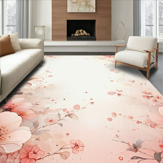 Flatwoven High Traffic Area Rug, Pastel Petal Modern Floral Design, Non ...