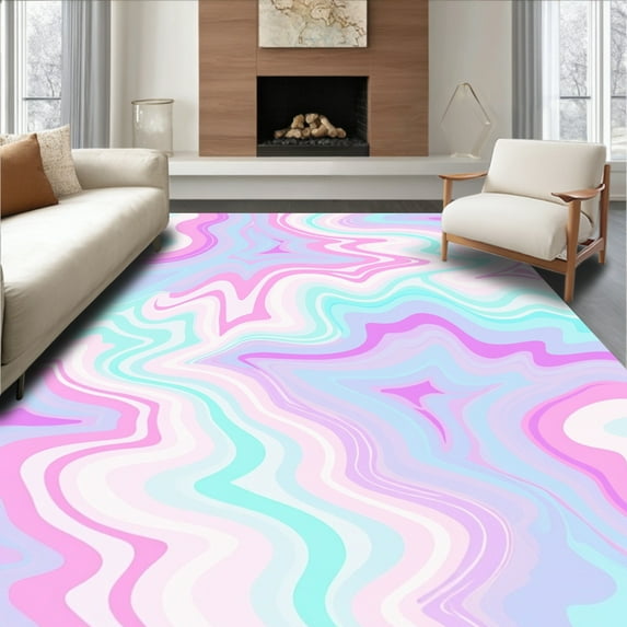 Flatwoven High Traffic Area Rug, Pastel Tie Dye Swirls Cool Girl ...