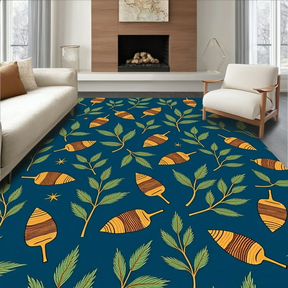 Flatwoven High Traffic Area Rug, Pine Cone Motif Holiday Tree Base ...
