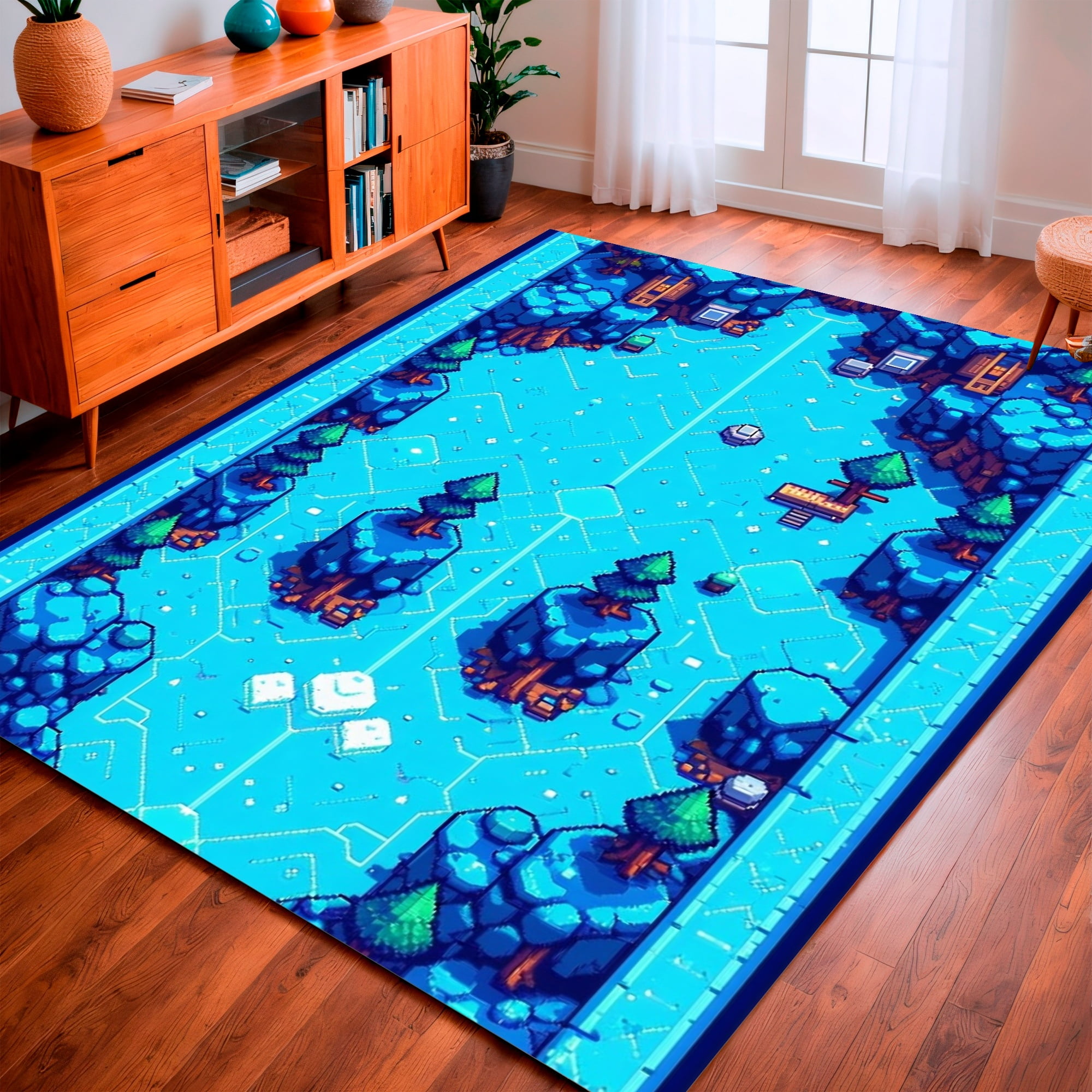 ODIKA 4'x6' Machine Washable Non-Slip Area Rug, Pixelated Adventure ...