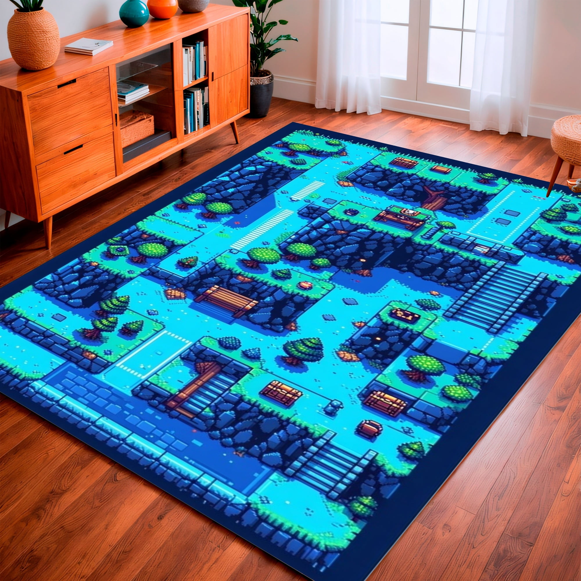 ODIKA 6'x9' Machine Washable Non-Slip Area Rug, Pixelated Gaming ...
