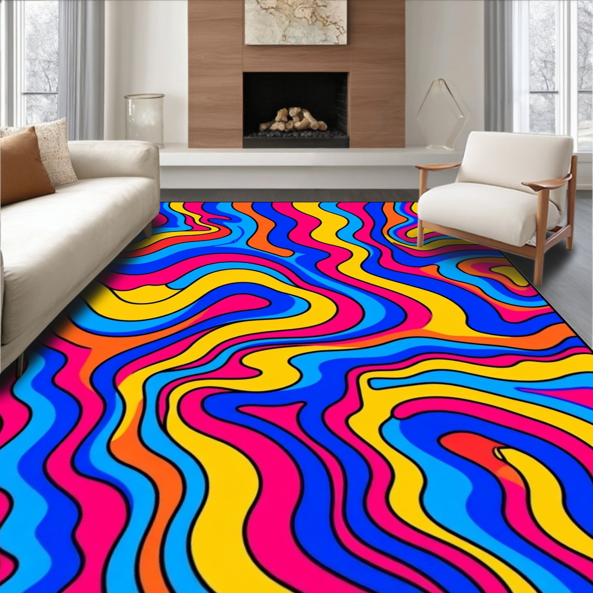 Flatwoven High Traffic Area Rug, Playful Cascade Area Joyful Color ...