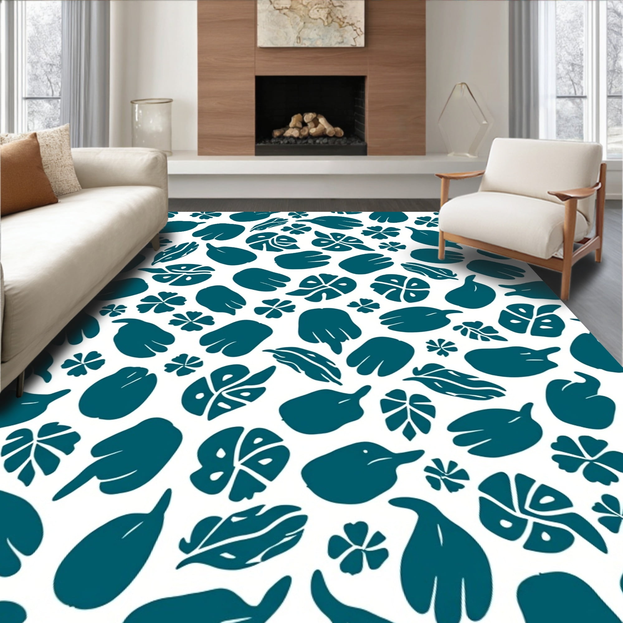 Flatwoven High Traffic Area Rug, Playful Jungle Menagerie with ...