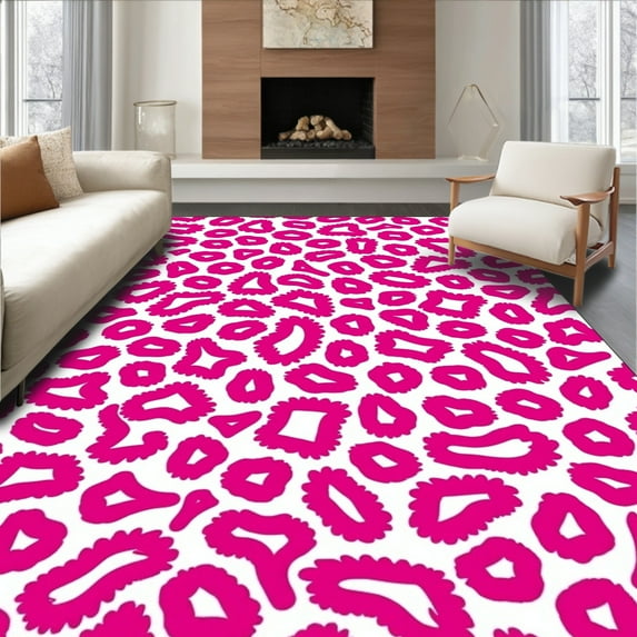 Flatwoven High Traffic Area Rug, Playful Leopard Print, Non Slip, Stain ...