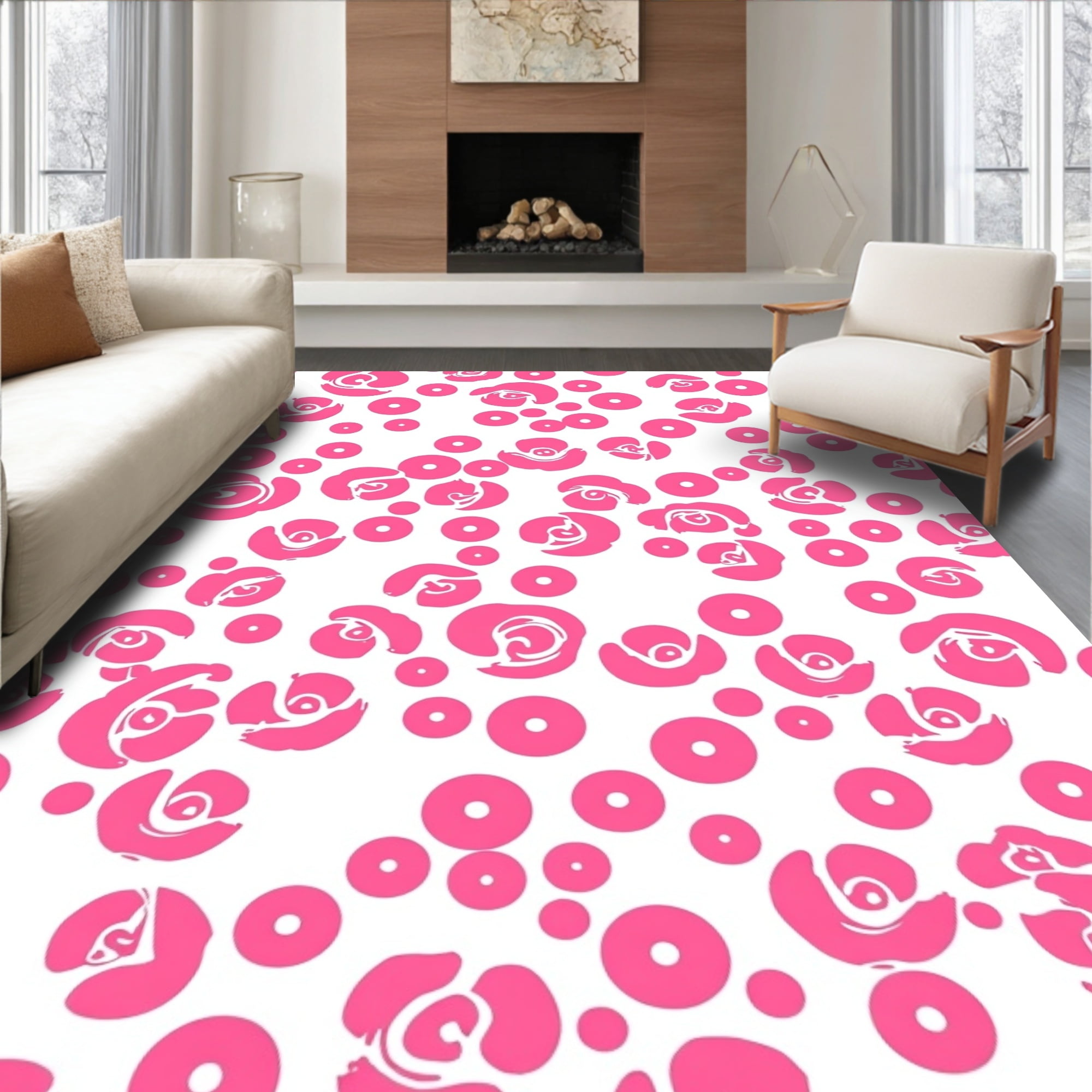Flatwoven High Traffic Area Rug, Playful Polka Dot Wave, Non Slip ...