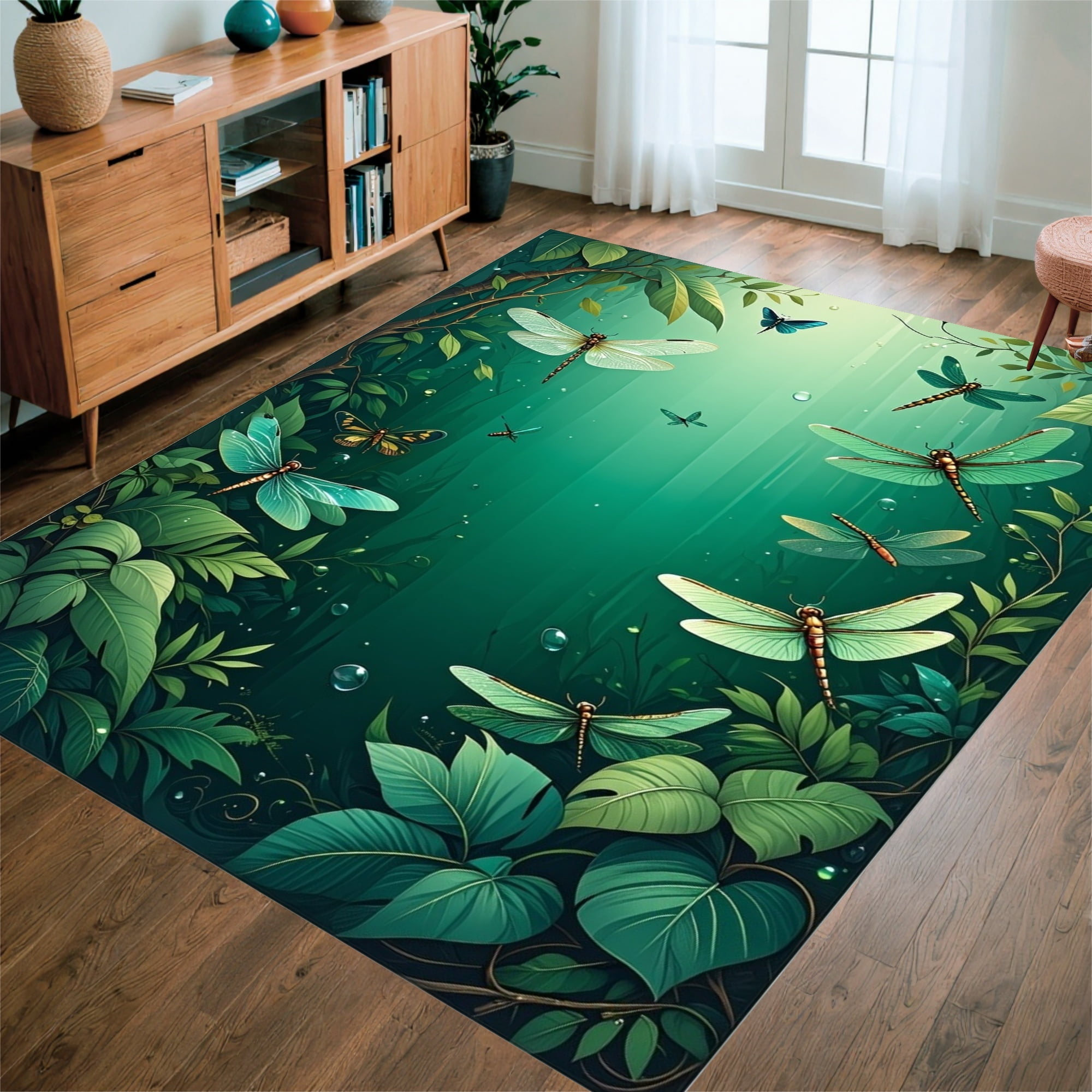 Flatwoven High Traffic Area Rug, Rainforest Insect Symphony With ...